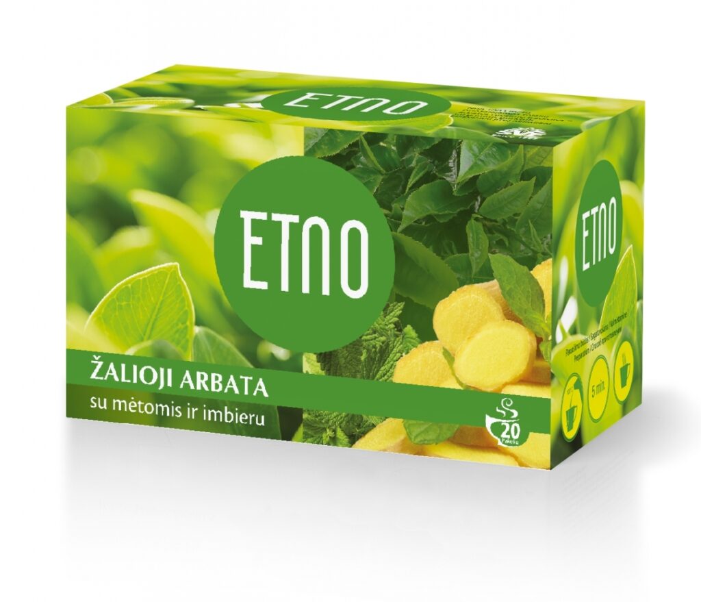 Žalioji arbata Etno su mėtomis ir imbieru, 20x1,5g | Capsule.lt